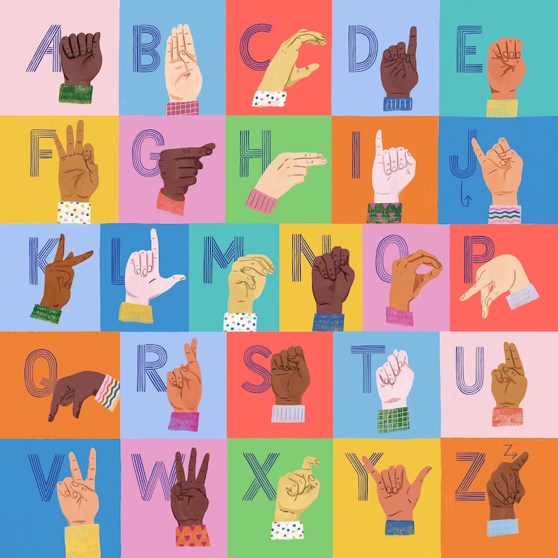 American Sign Language Poster 18 X 18 - Etsy