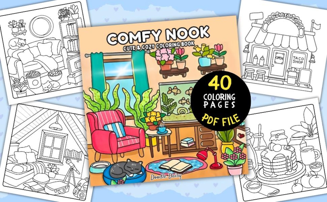 Comfy Nook: Cozy Coloring Book for Adults and Teens – Simple Hygge ...
