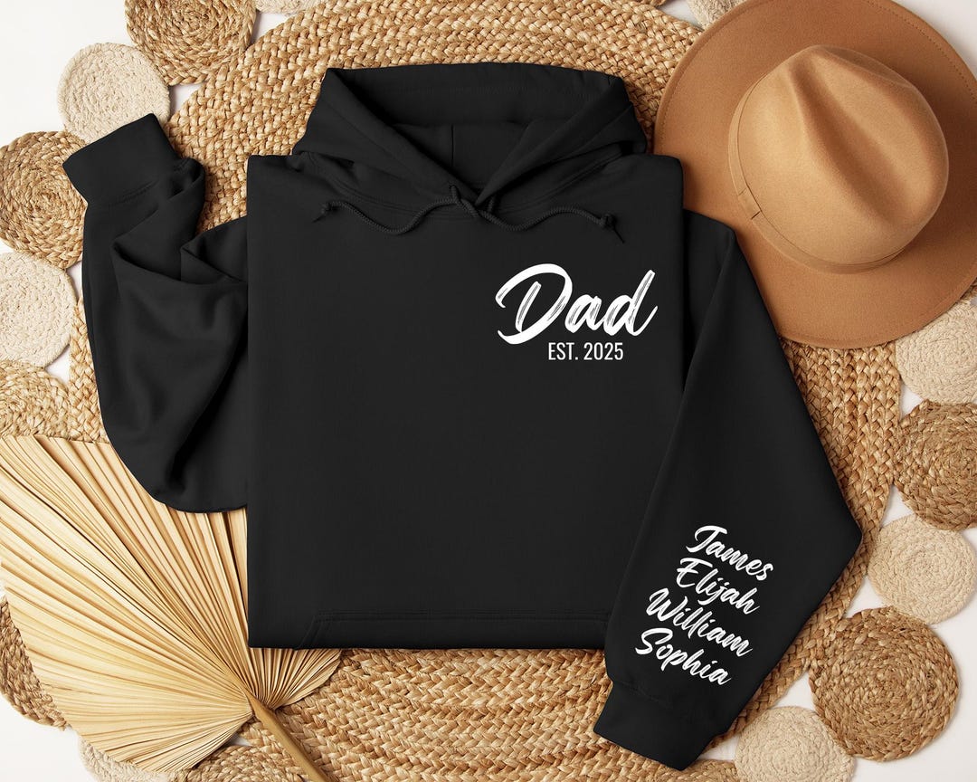 Dad Hoodie With Names, Personalized Dad Est Hoodie, Custom Crewneck Dad ...
