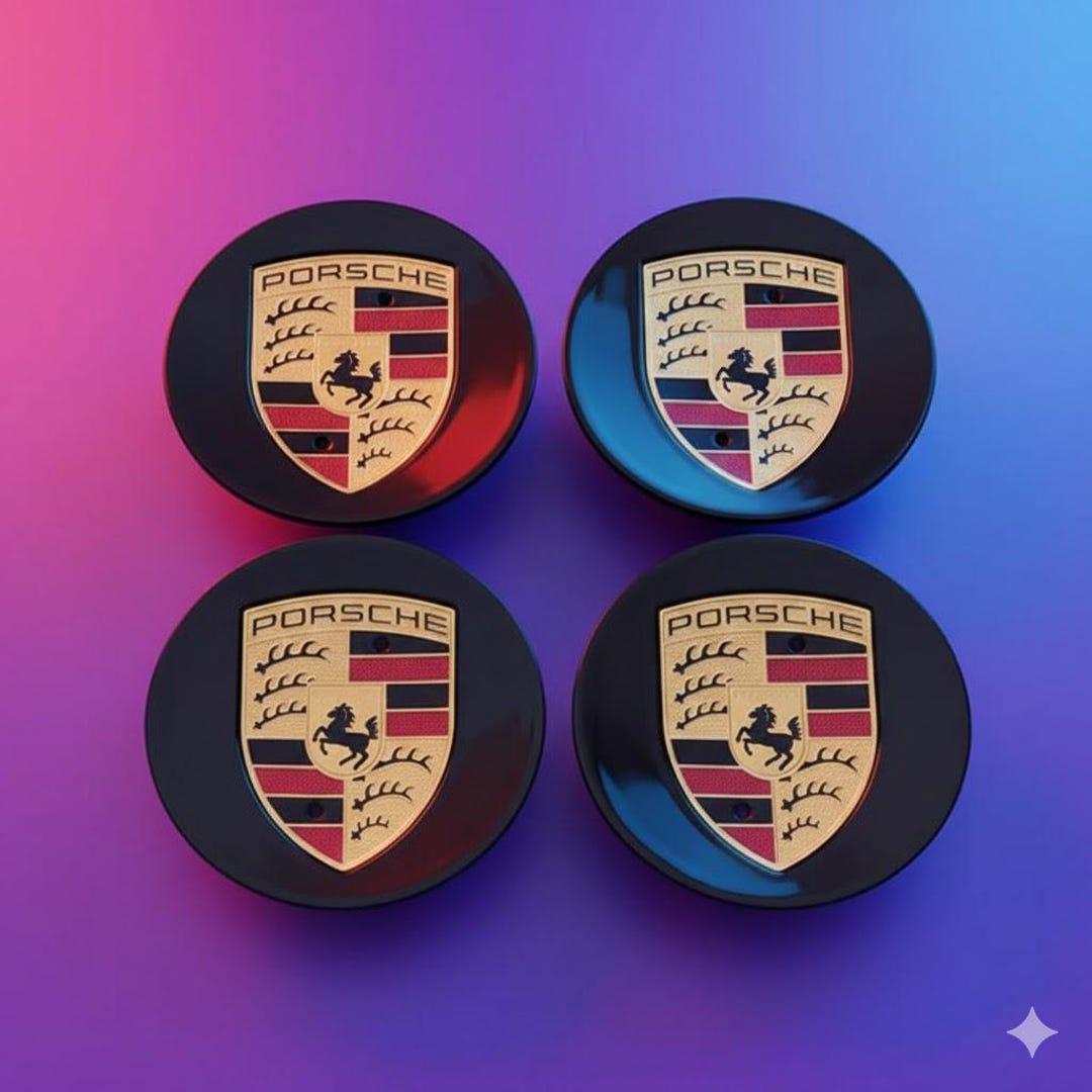 Luxury Porsche Wheel Center Caps, Gloss Black Classic Crest, Gloss ...