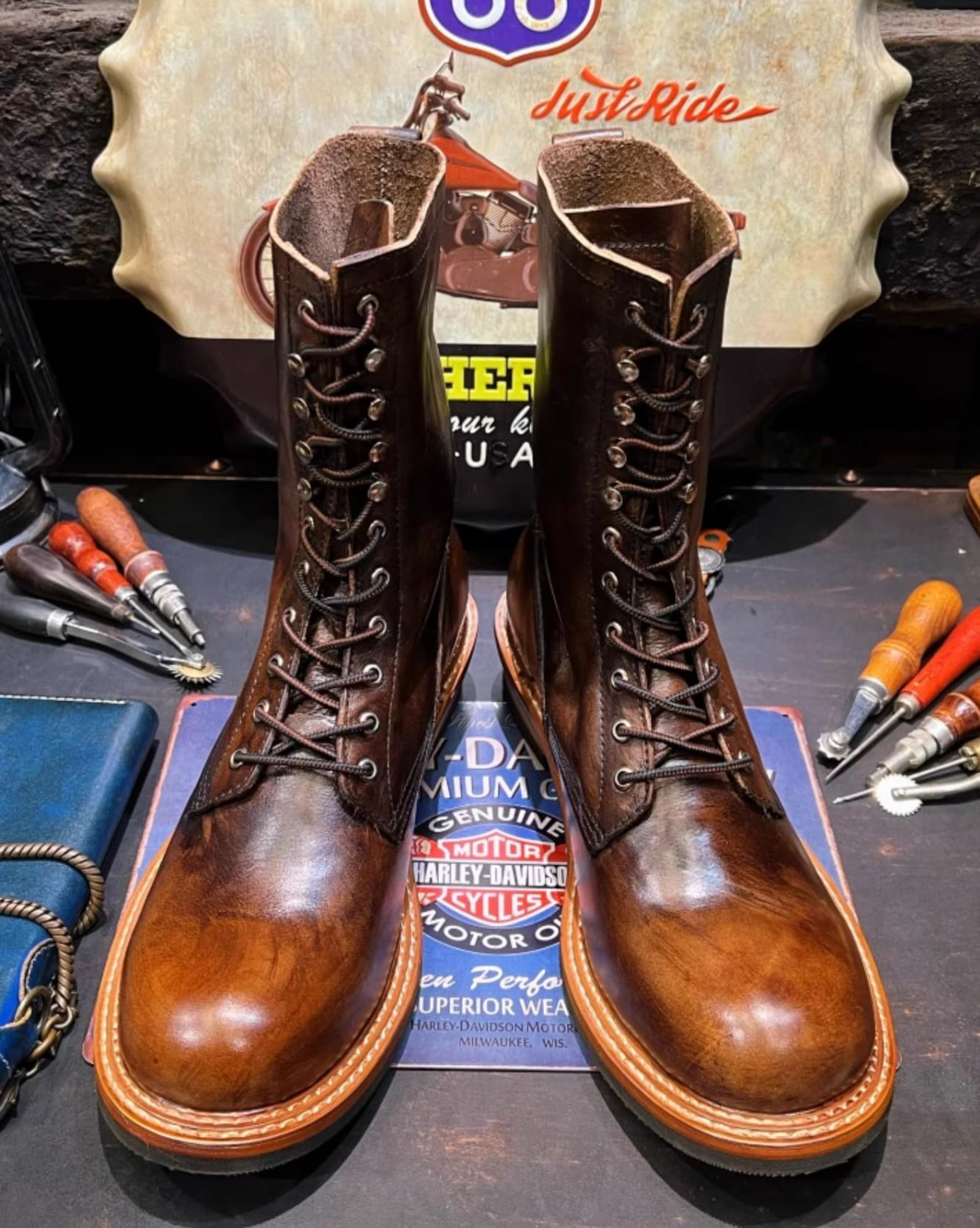 Retro Brown Leather Motorcycle Boots: Men's High Top Riding Boots - Etsy