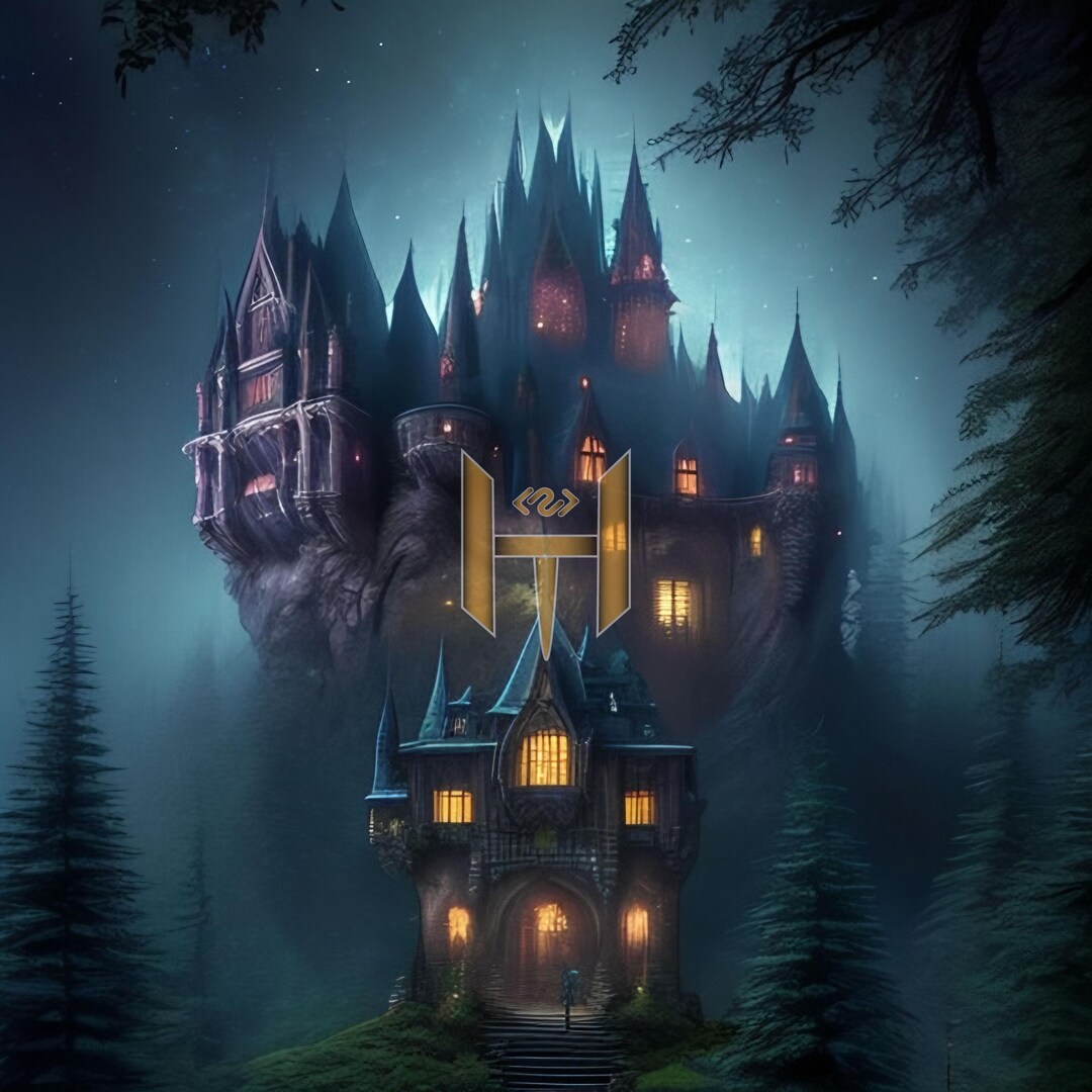 Gothic Castle Fantasy Art Print | Mystical Nightscape & Enchanted ...