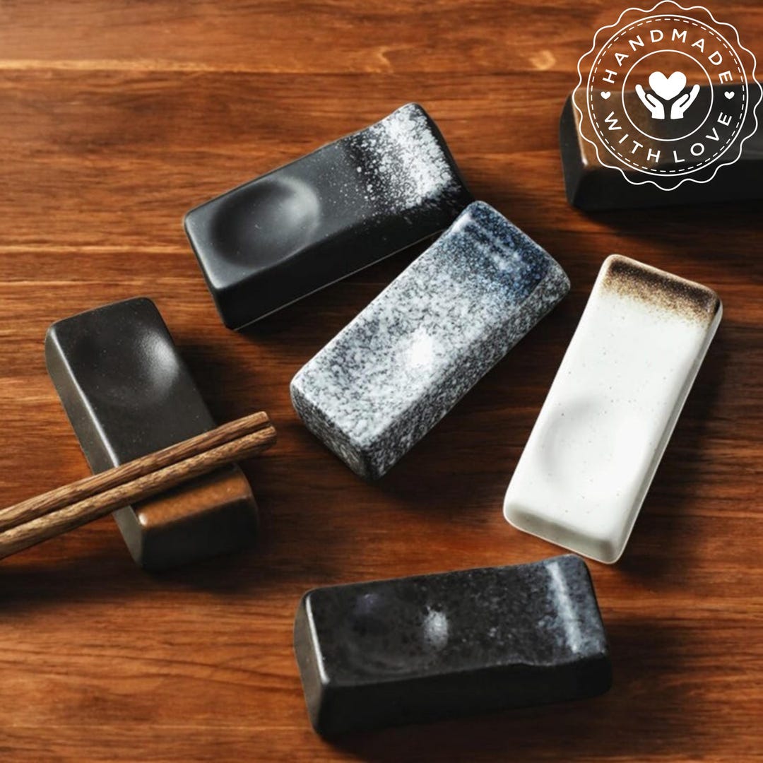 Japanese Chopstick Stand Holder Ceramic Spoon Rest Elegant Retro ...