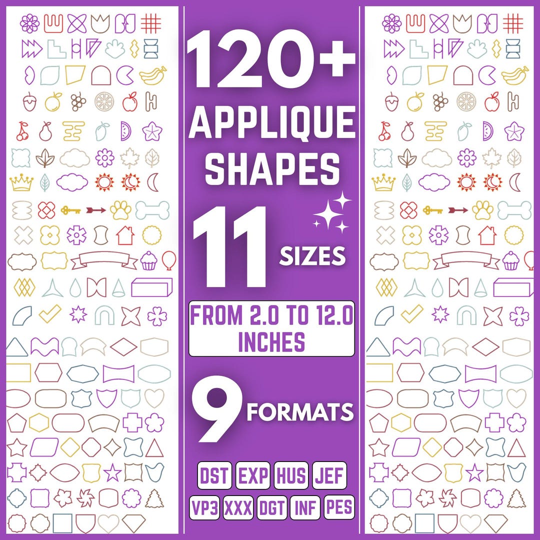 Multi Shapes Applique Designs | 120+ Embroidery Files (digital Download ...