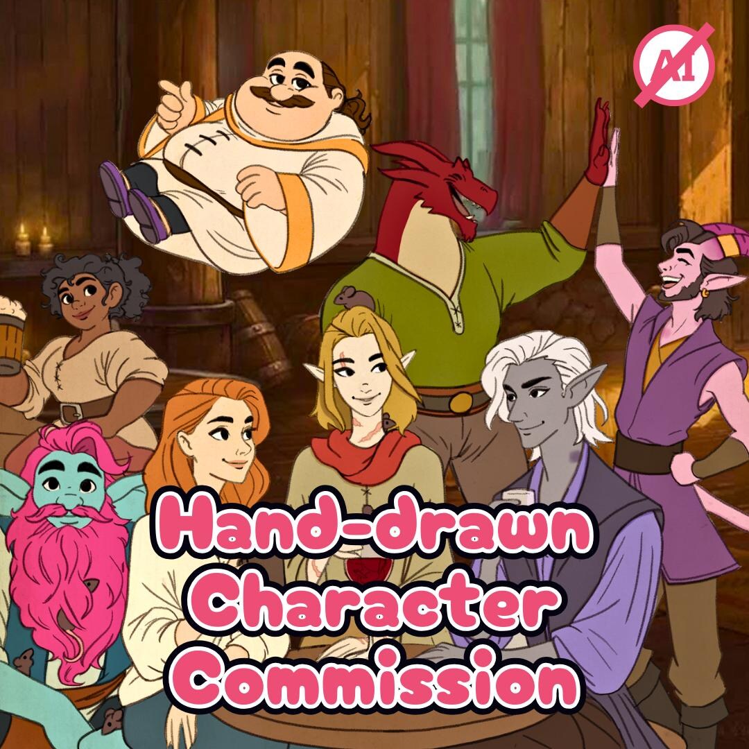 Custom Full-body Party Character Illustration – 5-person Dnd Group ...