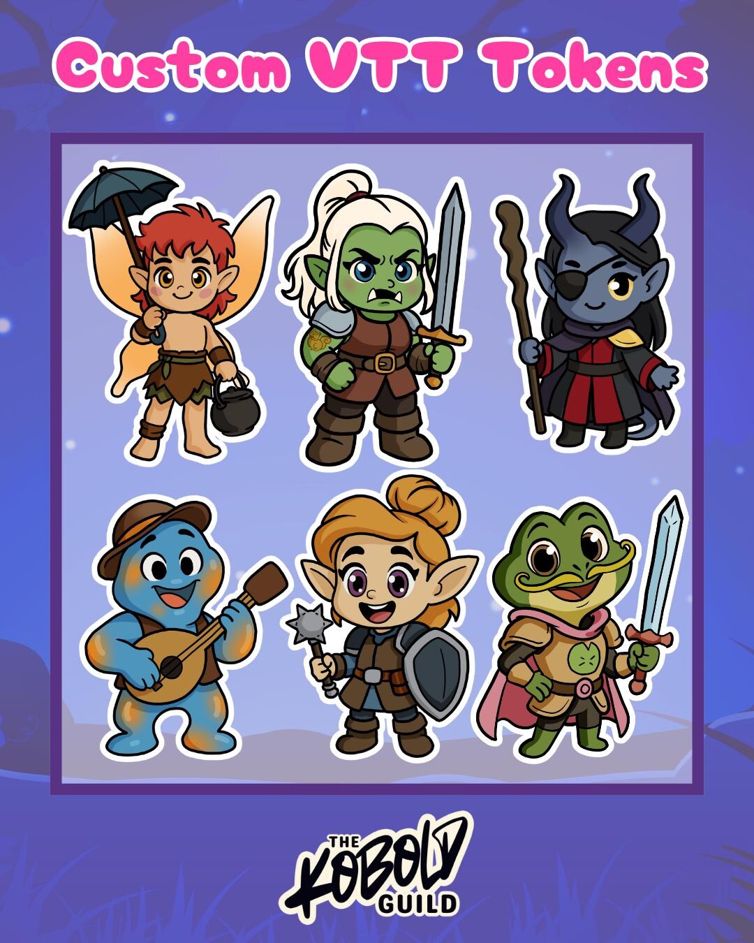 Hand-drawn Chibi Character Tokens: Custom Dnd VTT Map Assets (PNG Files ...