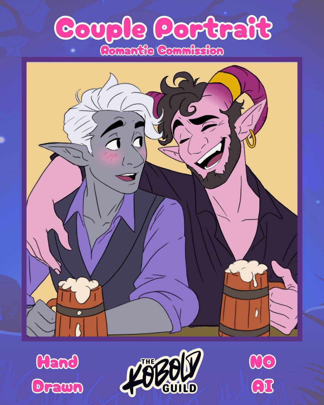 Custom Fantasy Couple Portrait: Dnd, BG3, Dragon Age Inspired Art ...