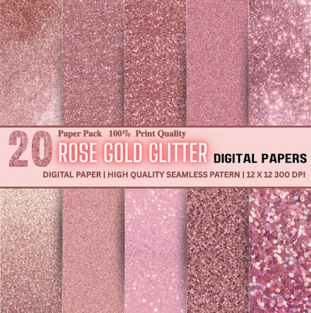 Rose Gold Glitter Digital Paper Pack: Pink Metallic Textures (JPG ...