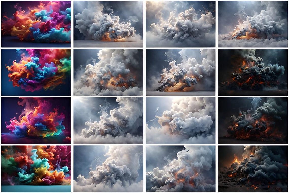 100 Smoke Bomb Backgrounds Bundle | Colorful Smoke Cloud Backdrops ...
