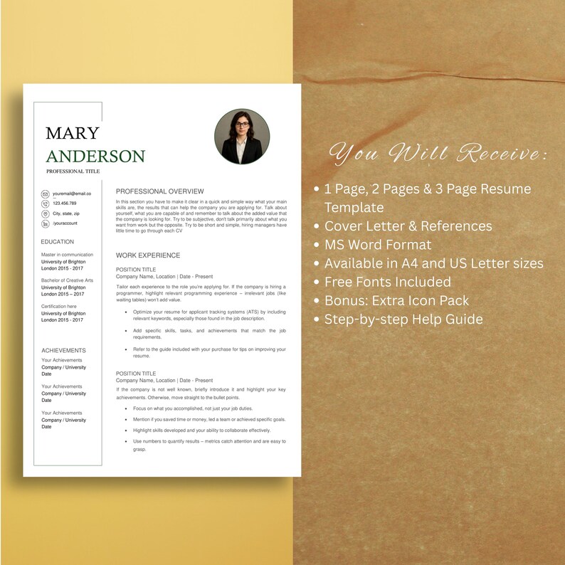 2025 Minimalist ATS Friendly Resume Template Word, Professional Resume ...
