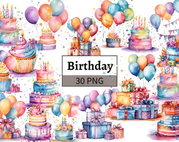 Birthday Girl Party Clipart PNG,18 Fun Illustrations for Cards ...