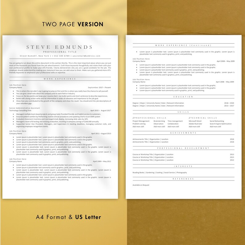 Editable ATS Friendly Resume Template Word, Pages, Google Docs, Modern ...