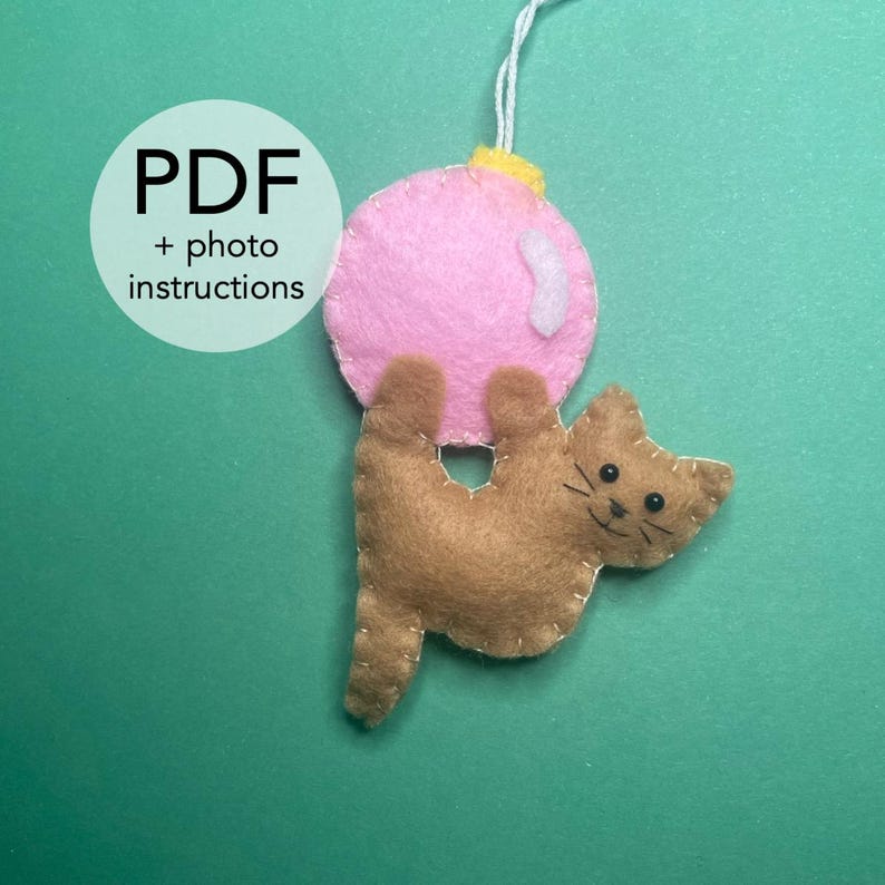 Cat Christmas Ornaments Sewing Pattern | Simple Instructions PDF Gift ...