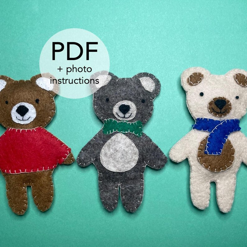 Christmas Teddy Bears Sewing Pattern | Simple Instructions Digital PDF ...