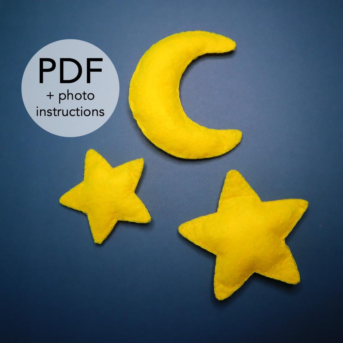 Sun, Moon, Clouds and Stars Sewing Pattern | Simple Instructions ...