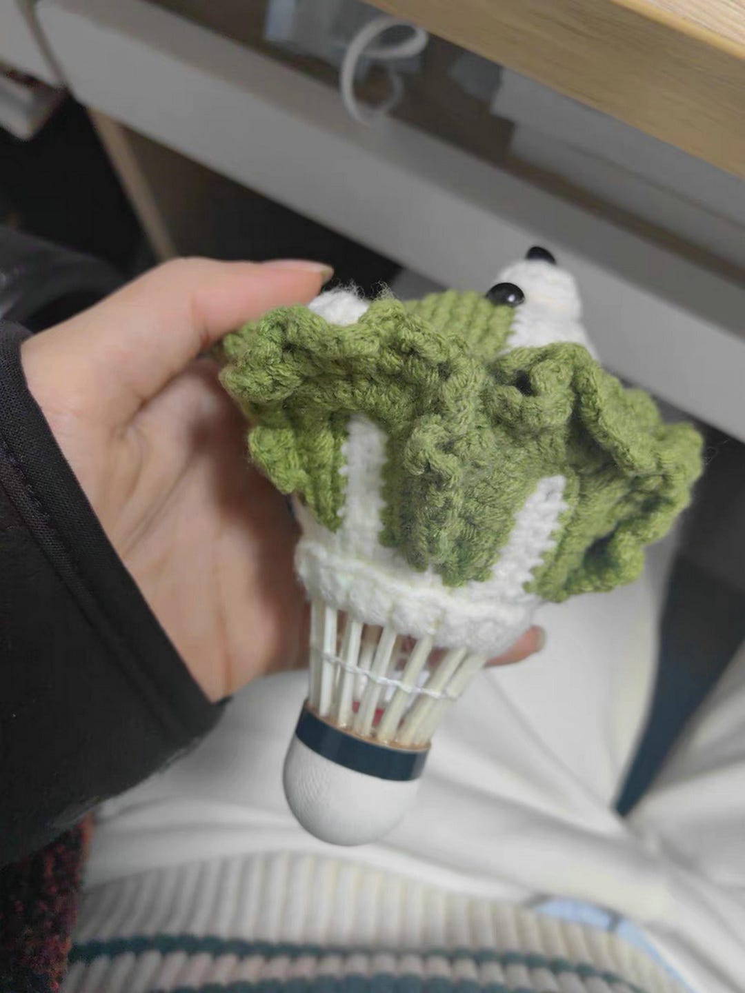 Handmade Crochet Lion Bear Keychain & Shuttlecock Keychain, Cute Green ...