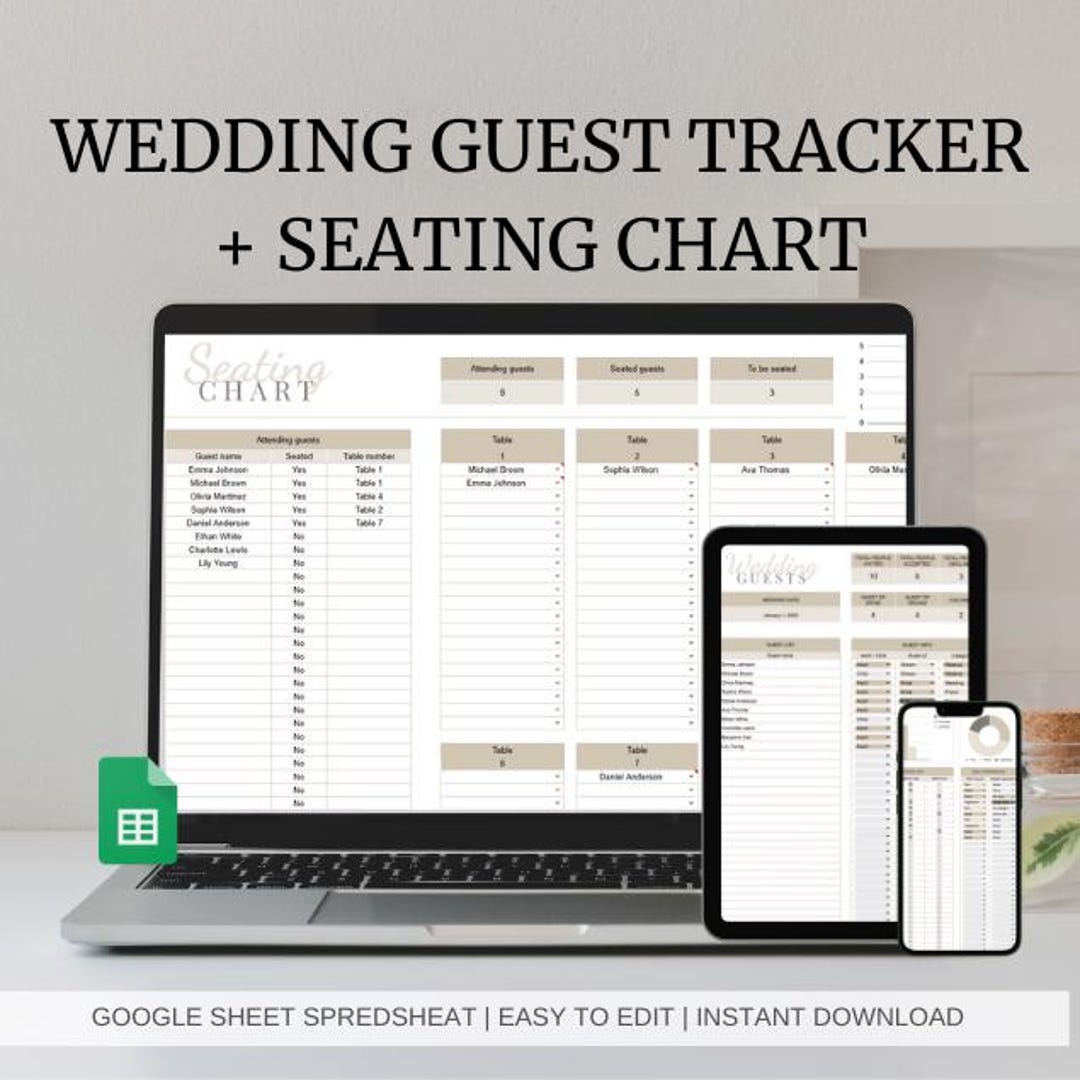Wedding Guest List Tracker + Seating Chart - Etsy