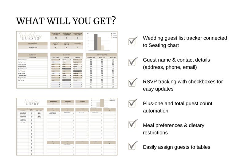 Wedding Guest List Tracker + Seating Chart - Etsy