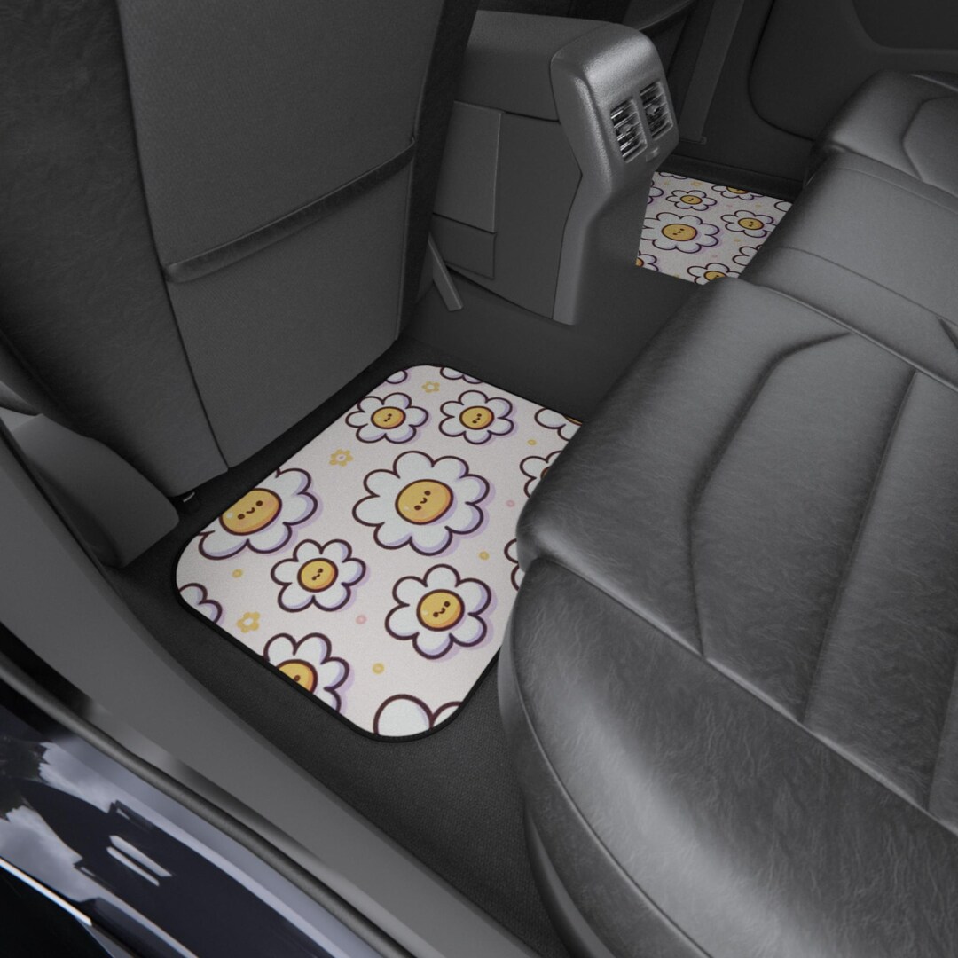 Daisy Car Mats Set, Cute Flower Pattern Floor Mats for Cars, Auto ...