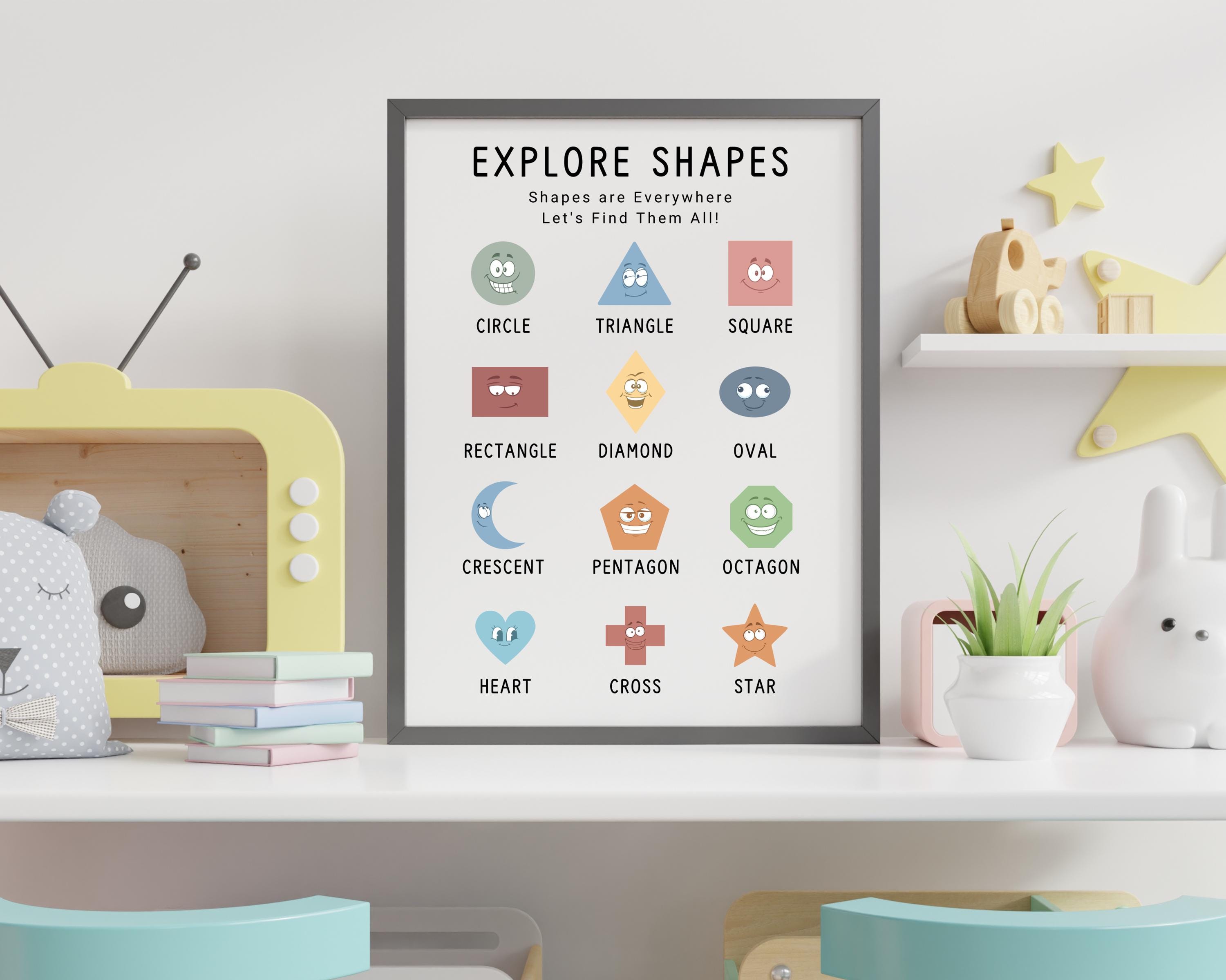 Shapes Poster, Boho Classroom Decor, Educational Wall Art, Geometric ...