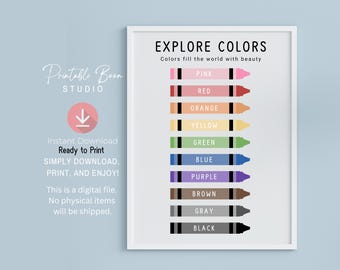 Educational Colors Poster, Crayon Colors Print, Printable Wall Art ...