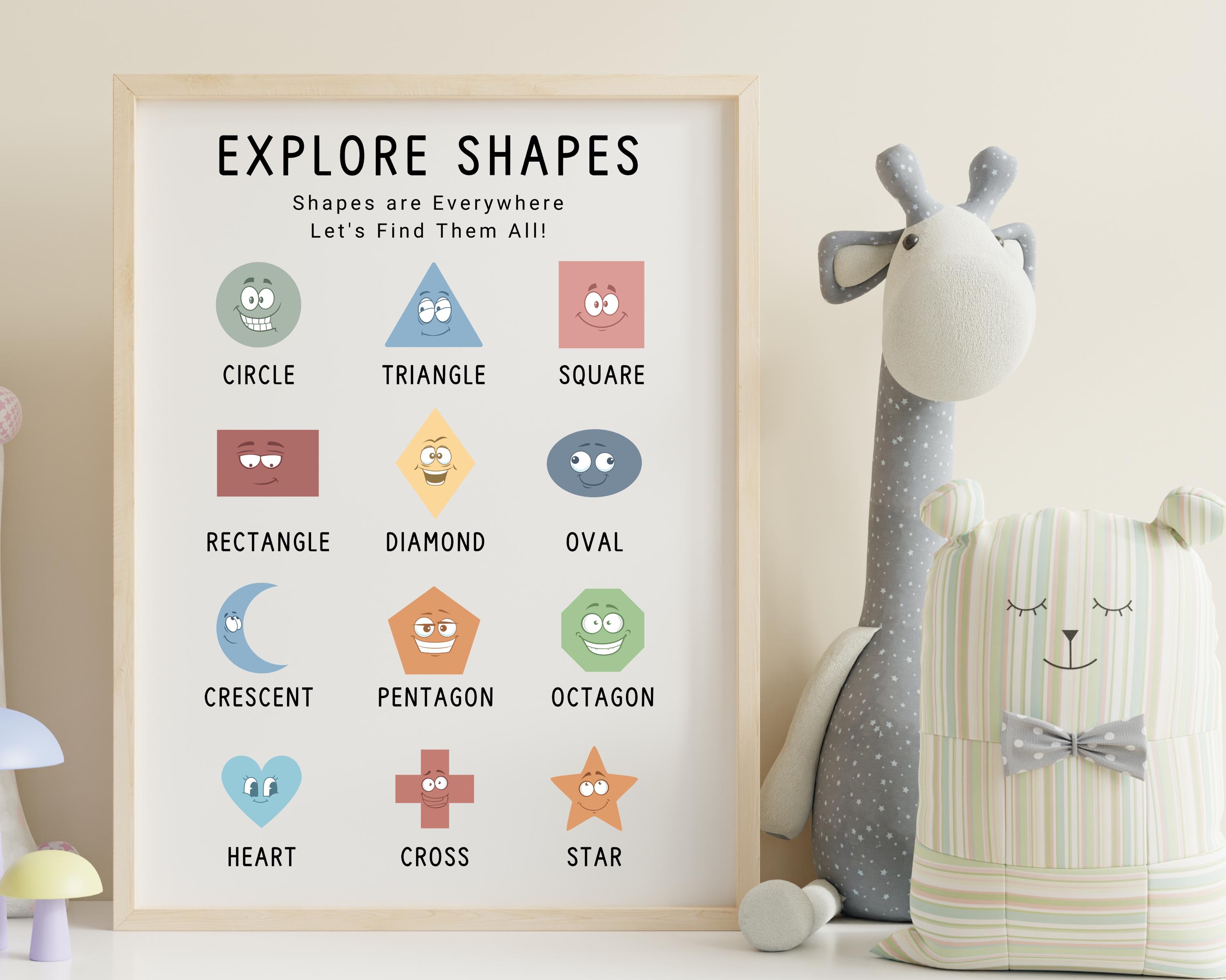 Shapes Poster, Boho Classroom Decor, Educational Wall Art, Geometric ...