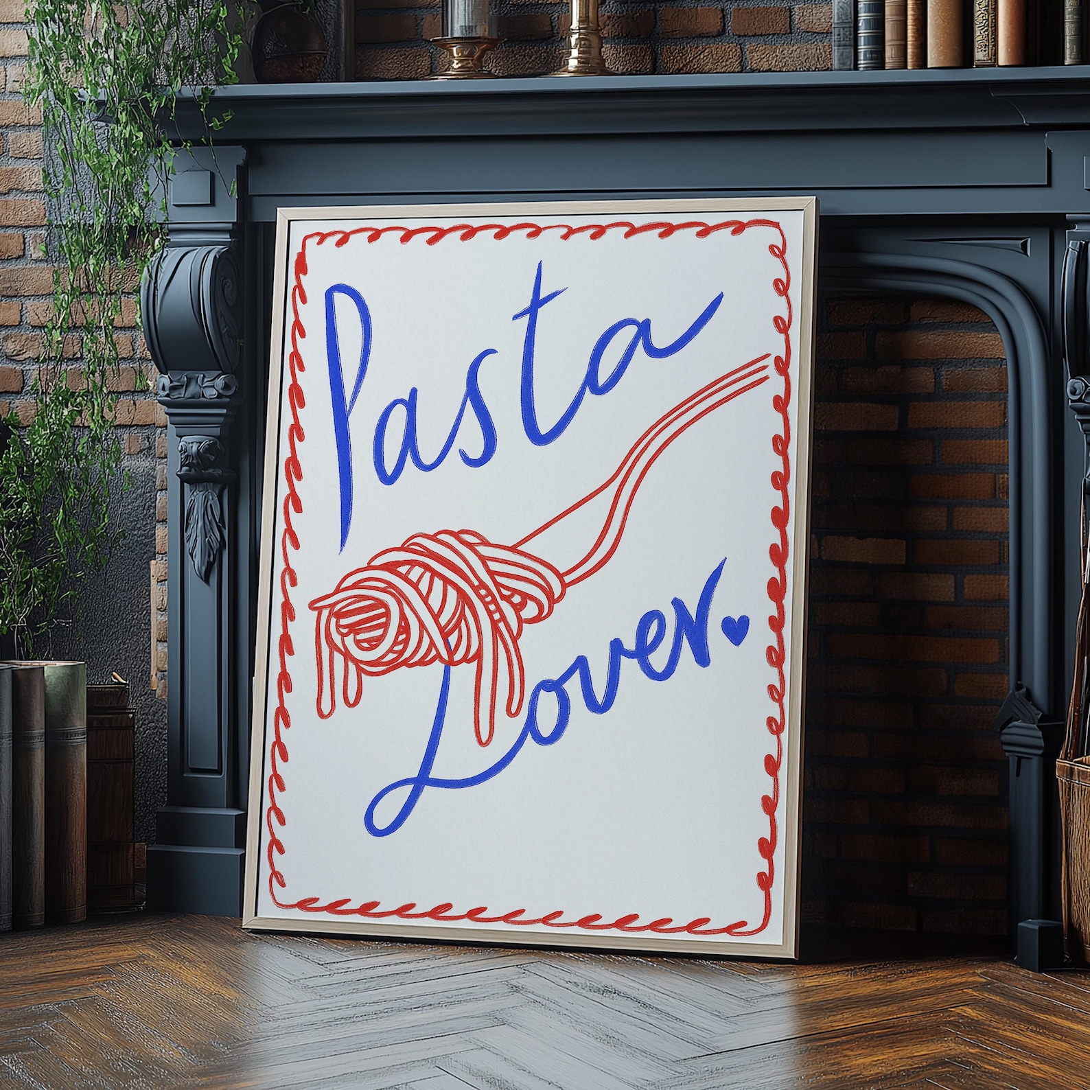 Pasta Lover Art Print: Retro Kitchen Food Illustration (digital ...