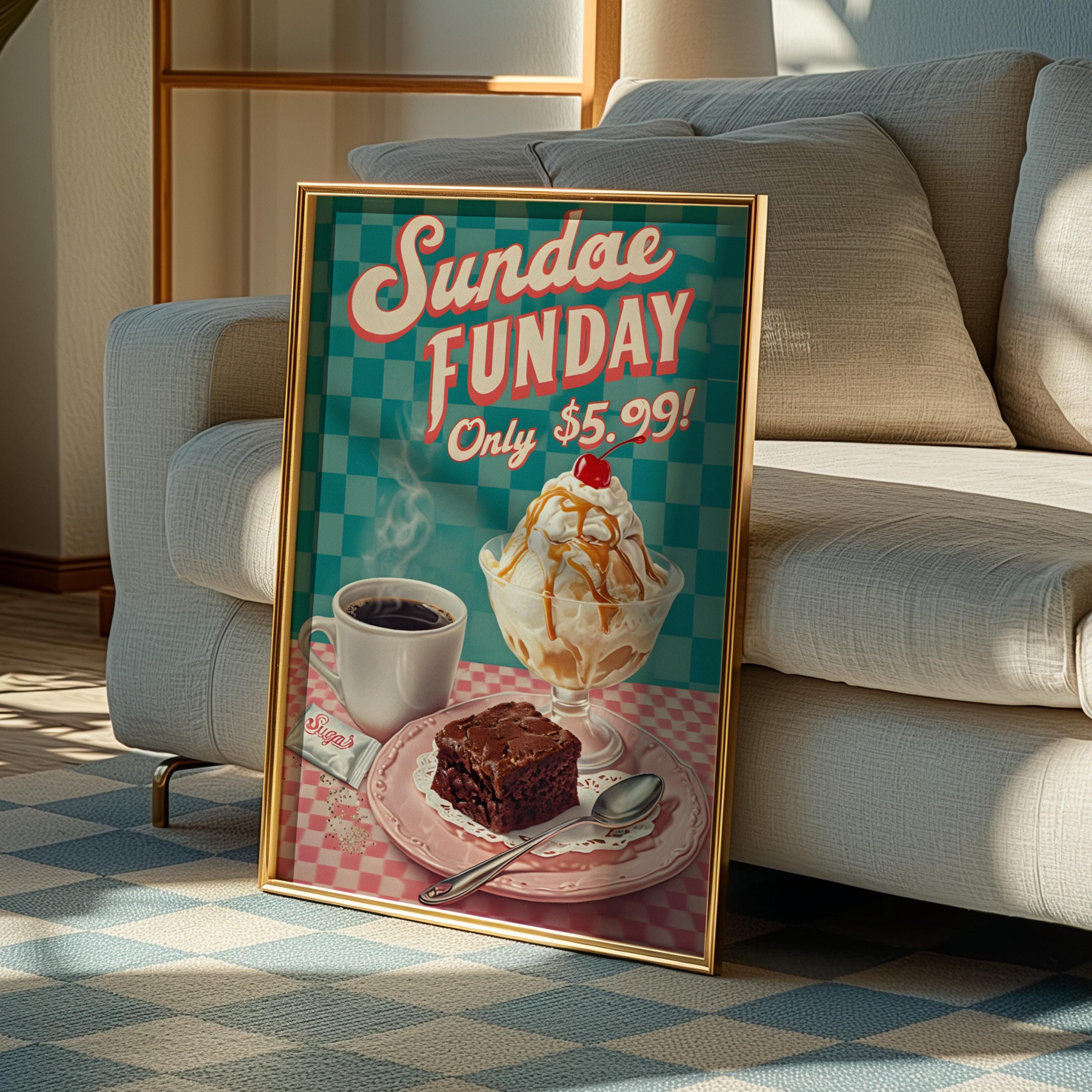 Retro Sundae Diner Print: 50s Cafe Wall Art (digital Download) - Etsy