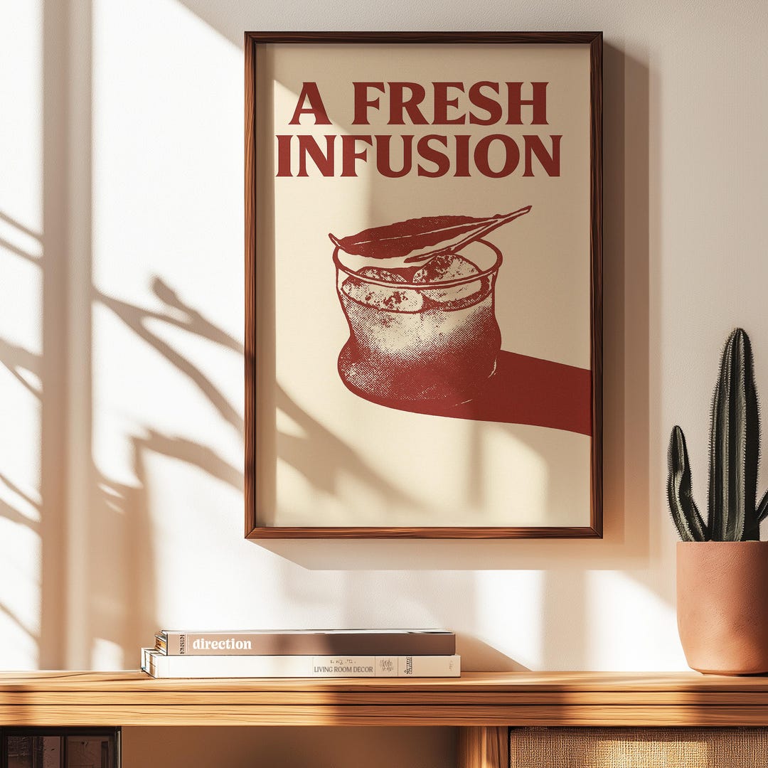 A Fresh Infusion Retro Cocktail Art Print | Vintage Editorial Kitchen ...