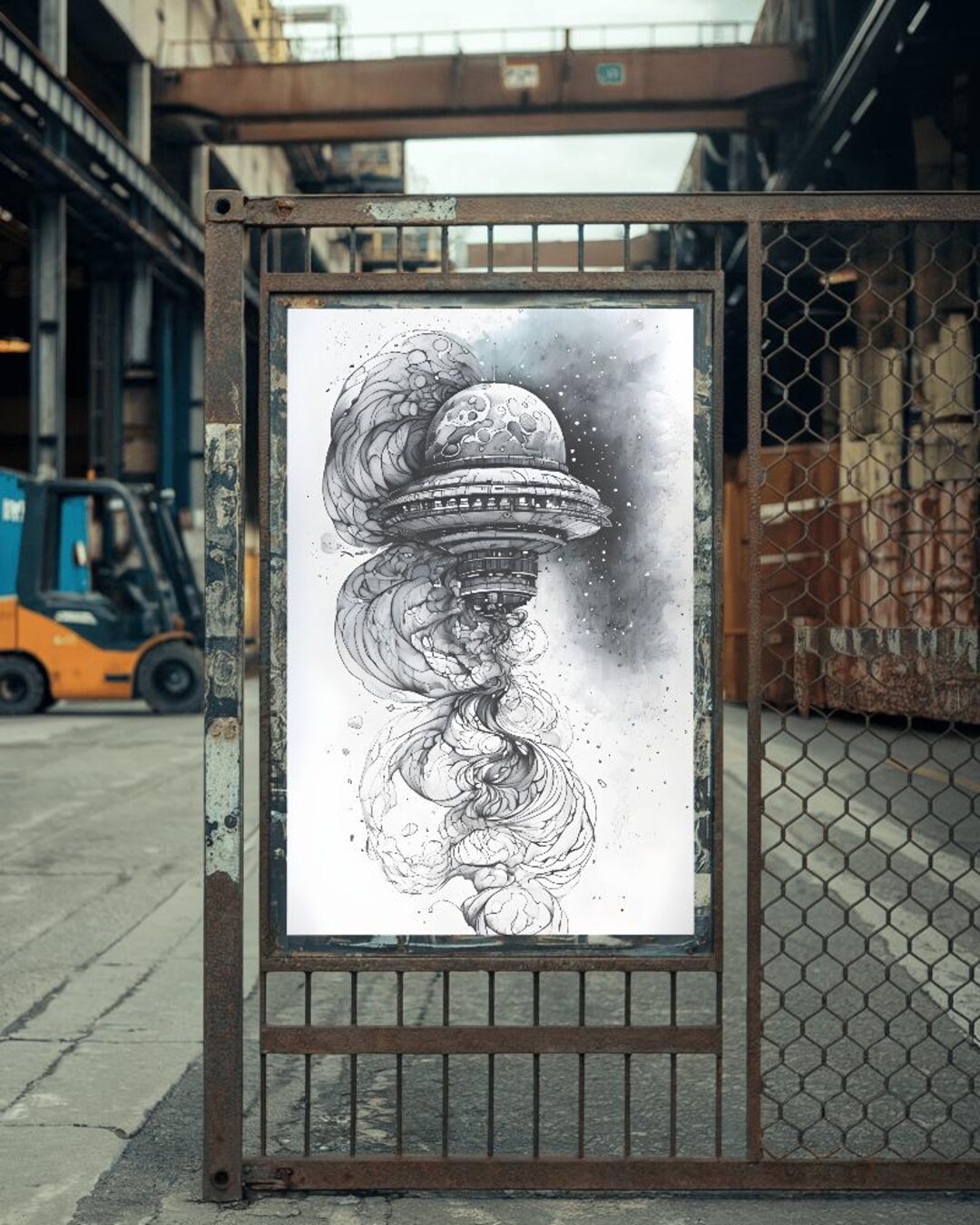 Printable - Space Station Poster, Space Decor, Sci-fi Art Print, Galaxy ...