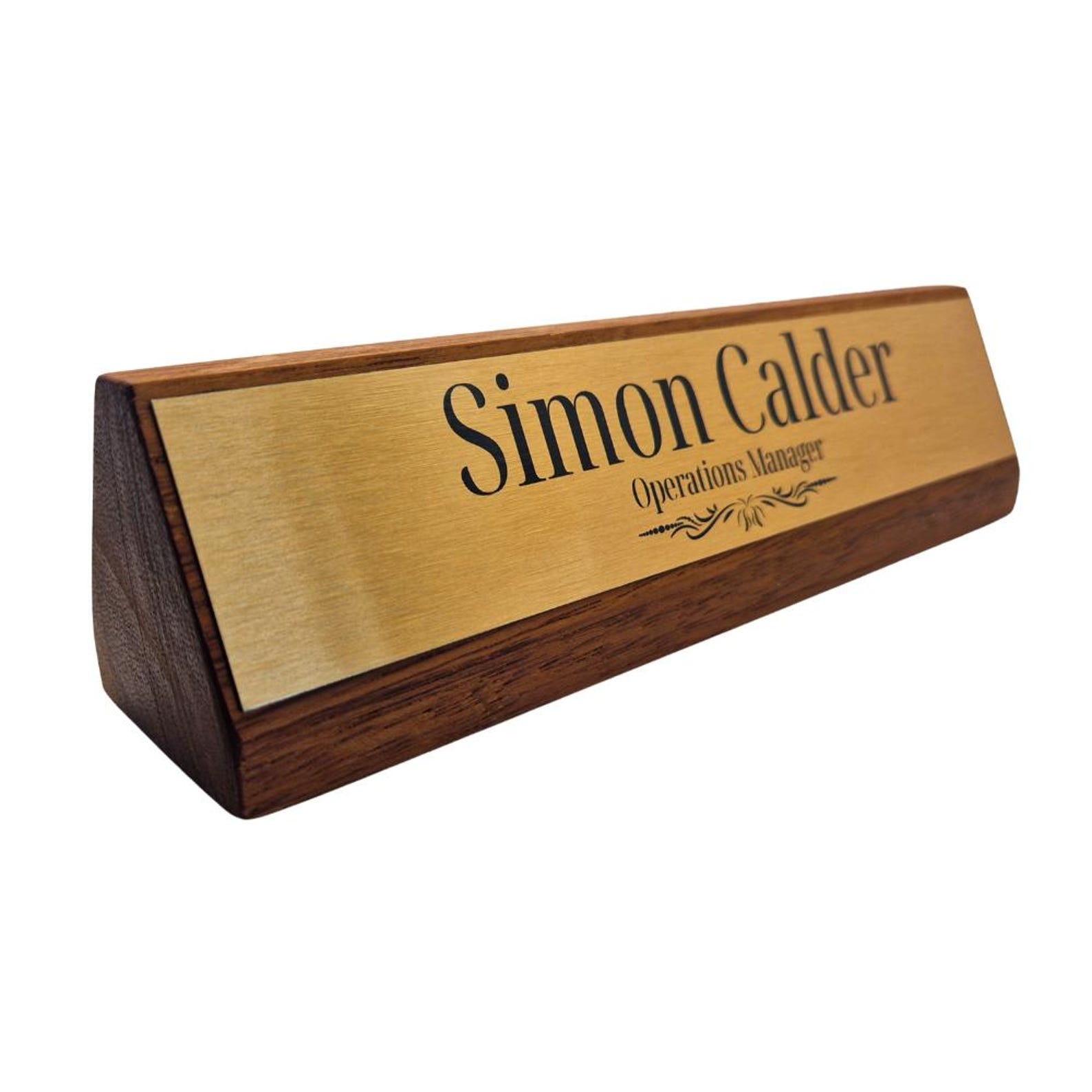 Personalized Sapele Wood Desk Name Plate, Professional Office Gift - Etsy