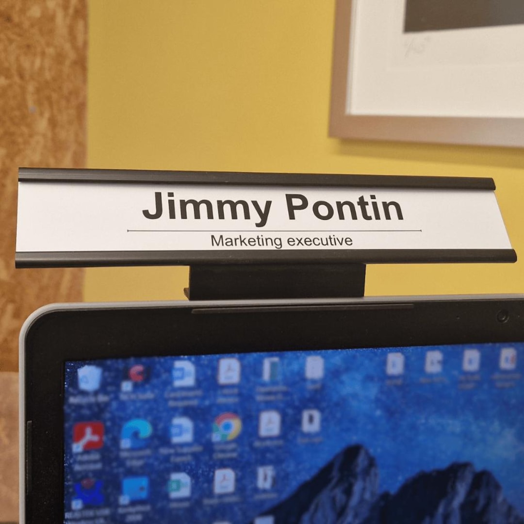 Name Plate Holder for Computer Screens With a Customizable Metal Insert ...