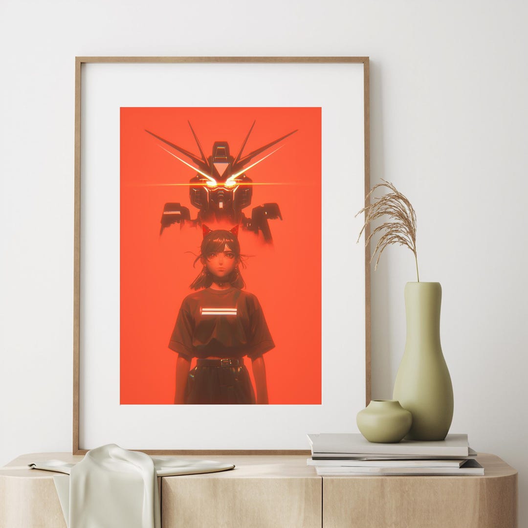 Mecha Anime Poster - Gundam Inspired Print - Futuristic Sci-fi Mecha ...