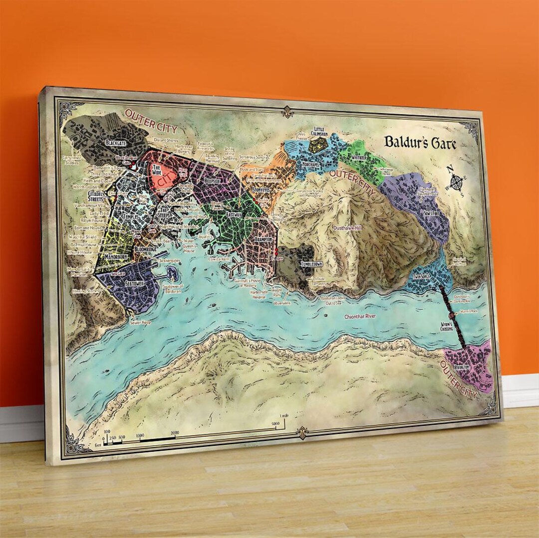 Large Size Recommended Baldur's Gate Map, Wall Art,fine, Home Decor ...