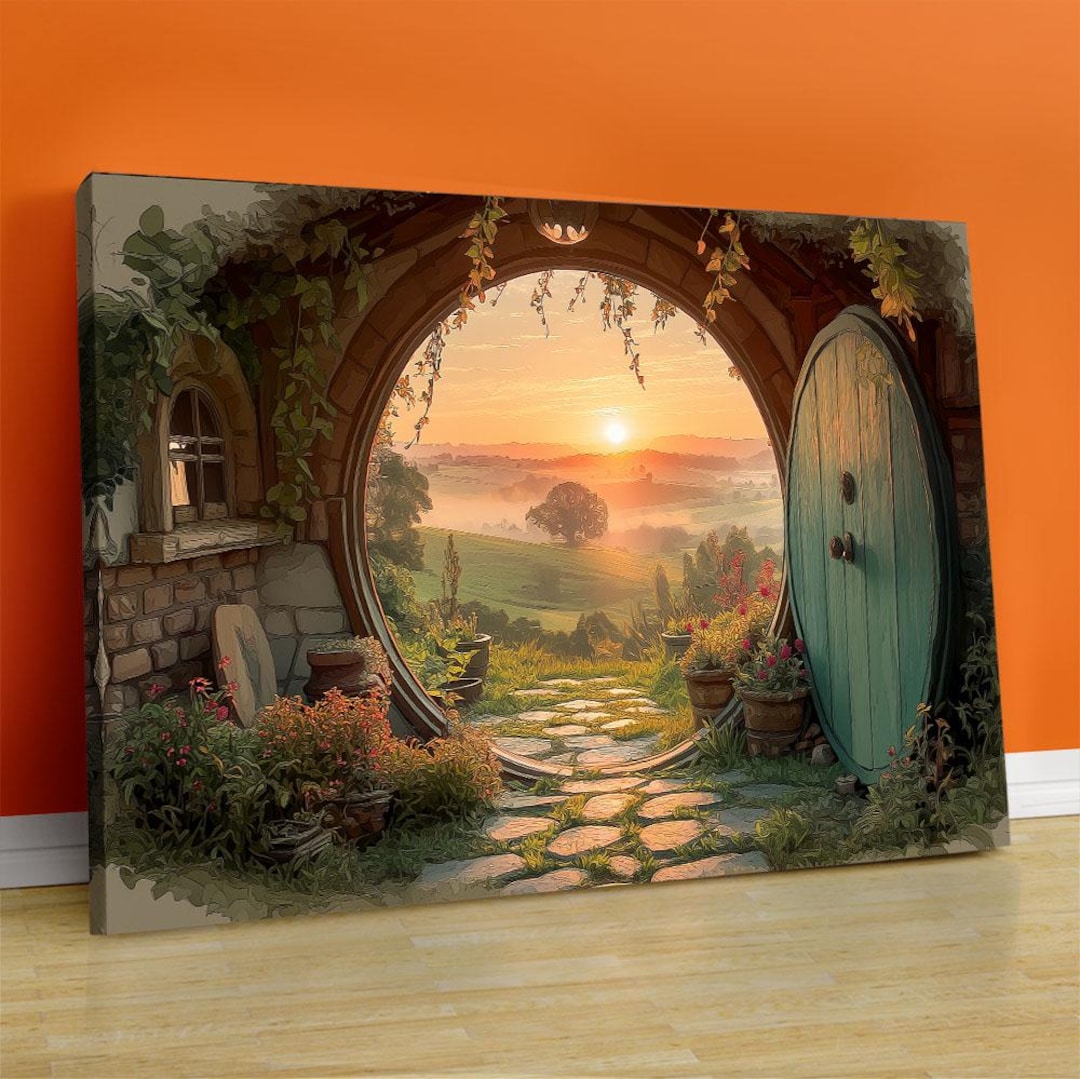 Bag End Painting: Handmade Watercolor Canvas Print, Lord of the Rings ...