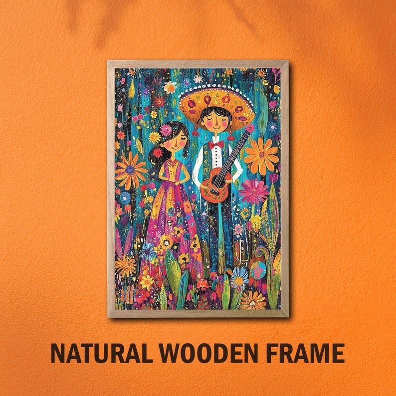 Mexican Couple Canvas Art: Vibrant Folk Art Print, Ready to Hang - Etsy