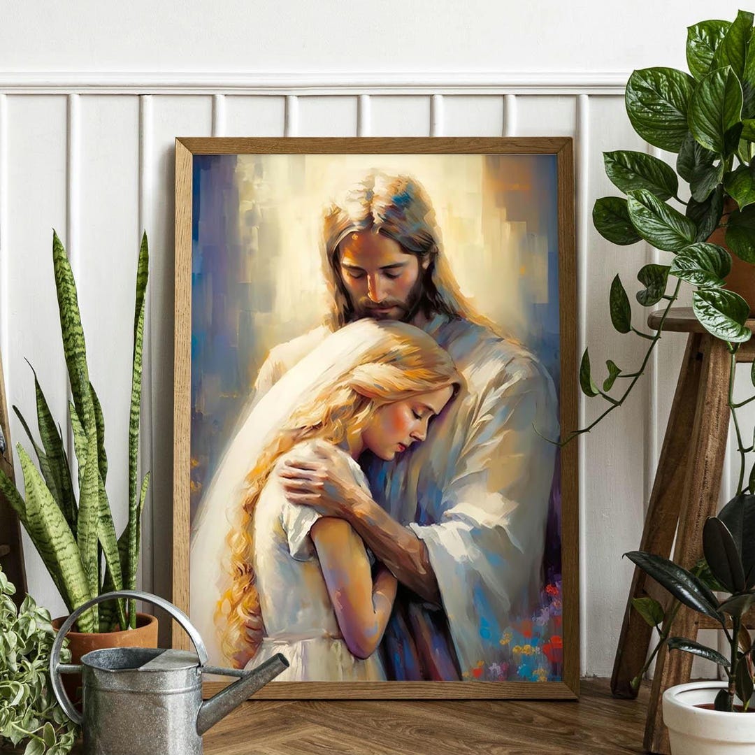 Healing Embrace - Jesus Hugging Girl - Jesus and Woman Art - Christian ...