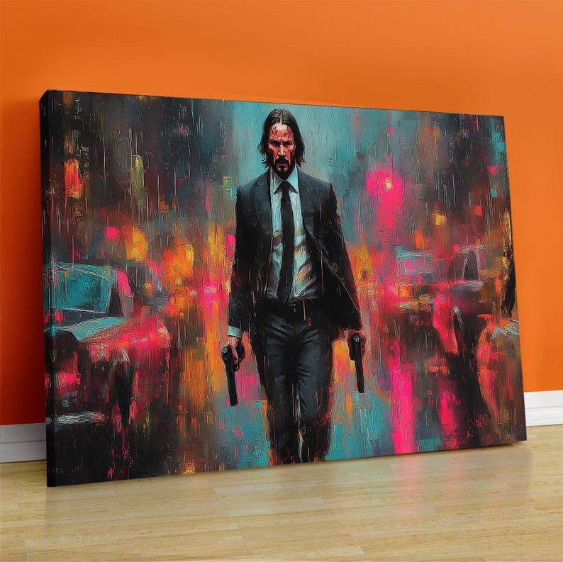 John Wick Canvas Art Print | Baba Yaga Painting | Action Wall Decor - Etsy