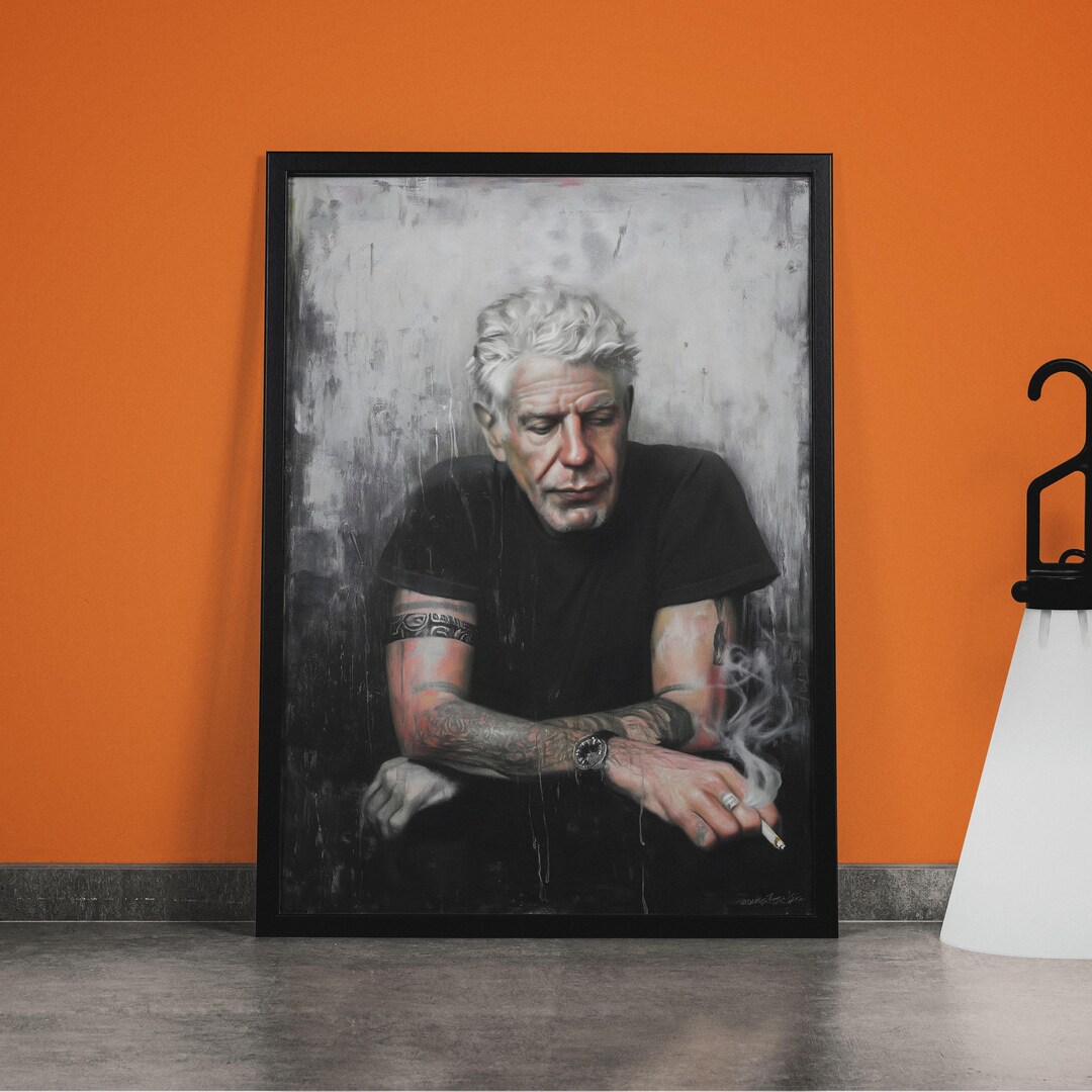 Anthony Bourdain Portrait Vintage Oil Painting Canvas Print Kitchen