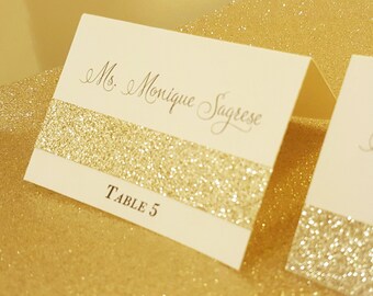 Silver Glitter Wedding Place Cards Silver Place Card Seating | Etsy