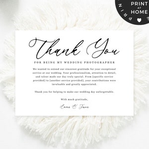 Editable Vendor Thank You Cards Template, Thank You Cards Wedding ...