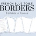 PRINTABLE French Blue Toile Borders for 5 X 7 Invitations, Blue Toile ...