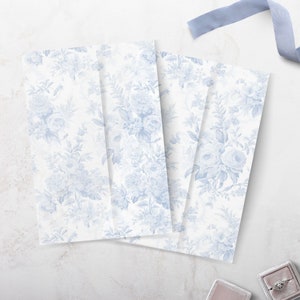 French Blue Toile Wedding Vellum Wrap, Light Blue Vellum Jacket, Floral ...