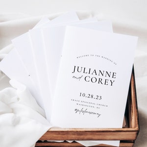 Wedding Program Booklet Template, Modern Program Template, Printable ...
