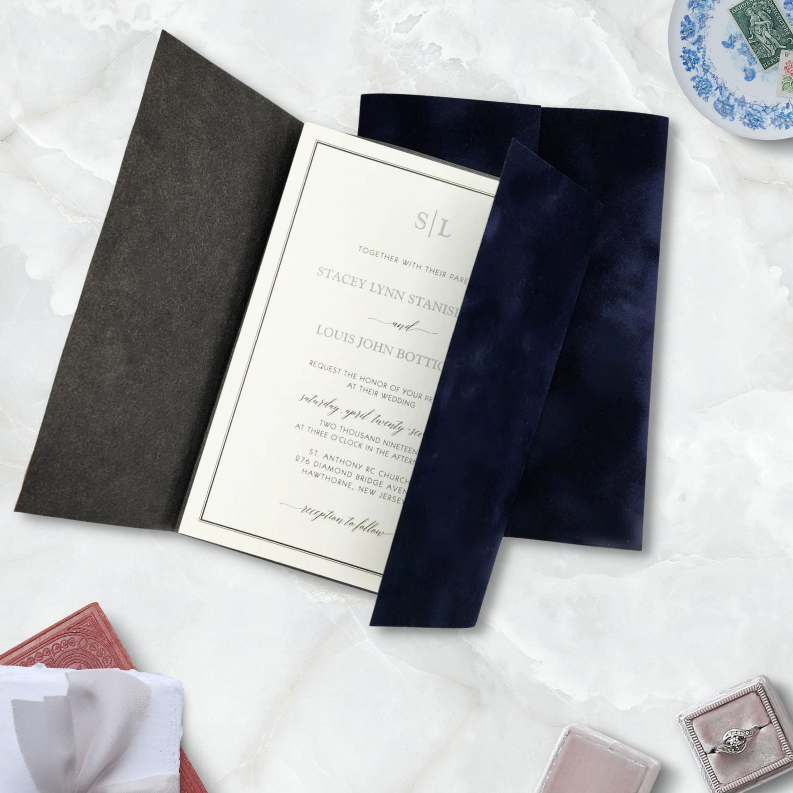 SAMPLE Blue Velvet Jacket for 5 X 7 Invitations, Velvet Wedding Wraps ...