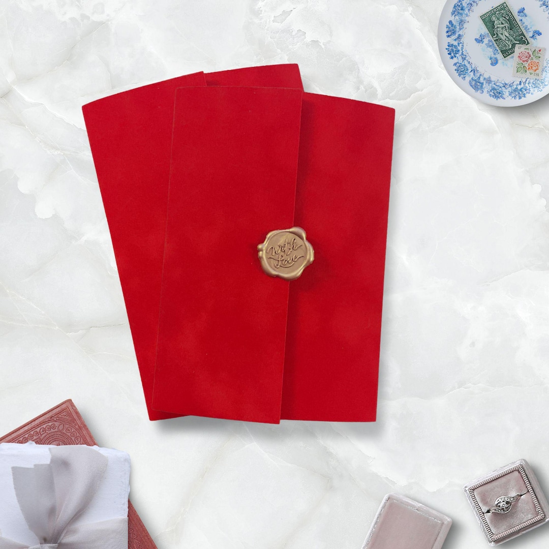 Red Velvet Wedding Gatefold for 5 X 7 Christmas Invitations & Cards - Etsy