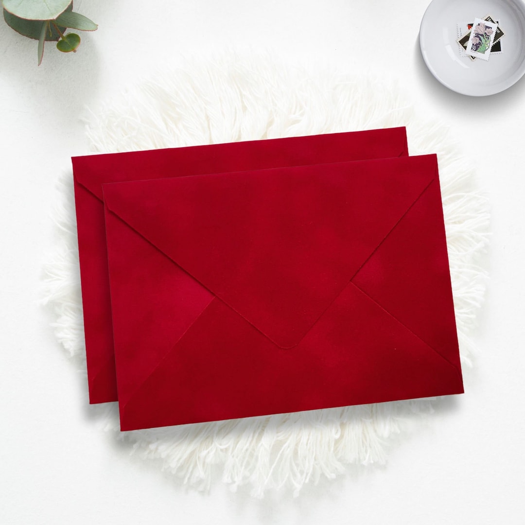 RED Velvet Envelopes, A7 Euro Flap Velvet Wedding Envelopes, 5.25 X 7. ...