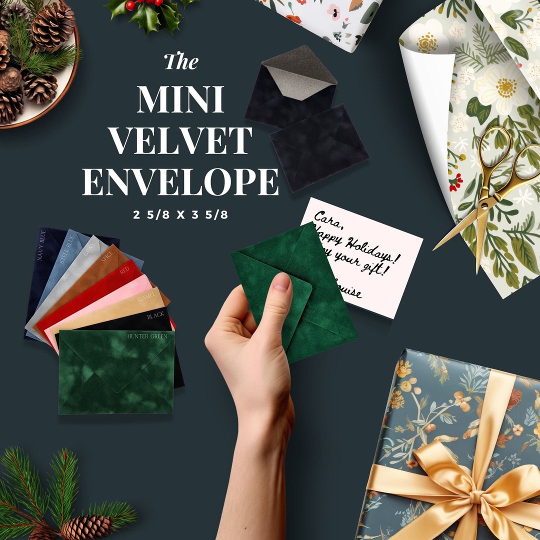 Gift Enclosure Cards With Envelopes, Mini Note Cards, Small Velvet ...
