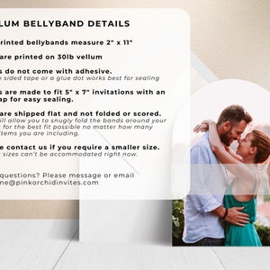 Custom Vellum Belly Bands, Personalized Belly Band for 5 X 7 Invitations, Wedding Invitation ...