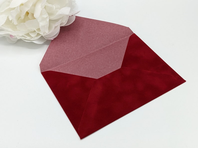 RED Velvet Envelopes, A7 Euro Flap Velvet Wedding Envelopes, 5.25 X 7. ...